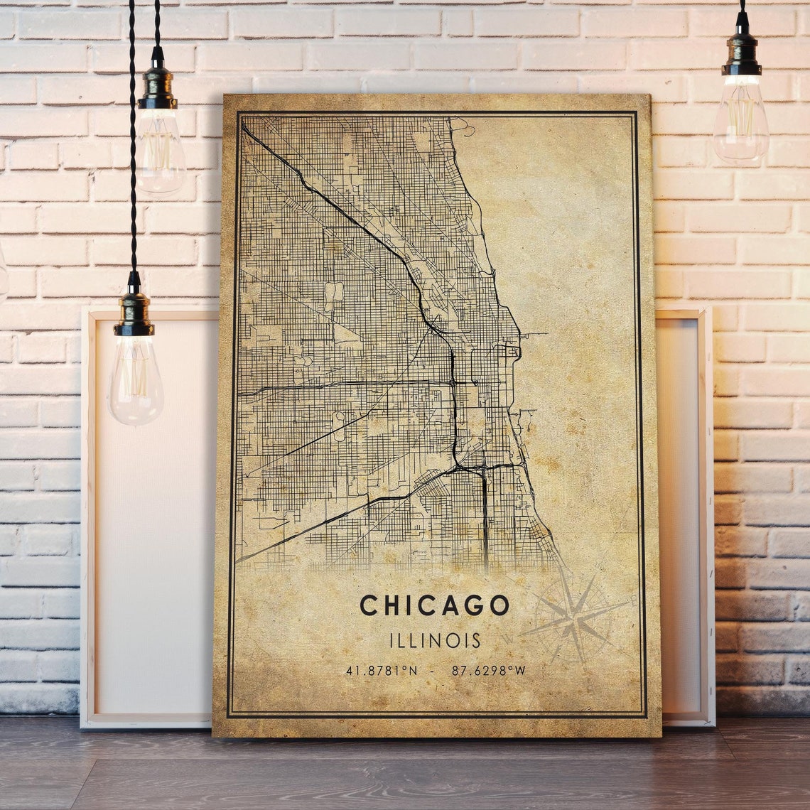 Chicago Vintage Map Print Chicago Map Illinois Map Art - Etsy