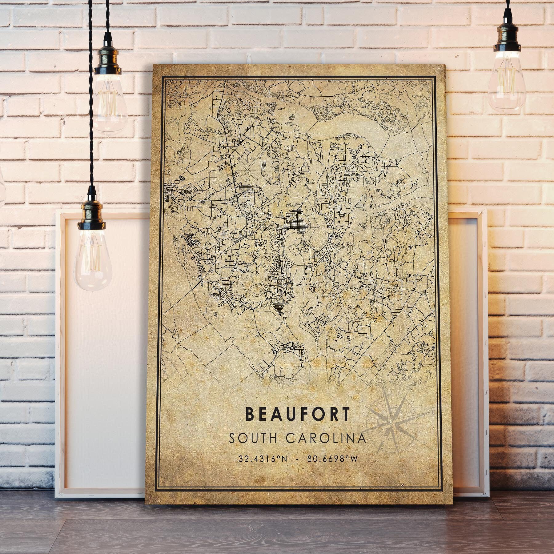 Beaufort Map Print Beaufort Map South Carolina Map Art - Etsy