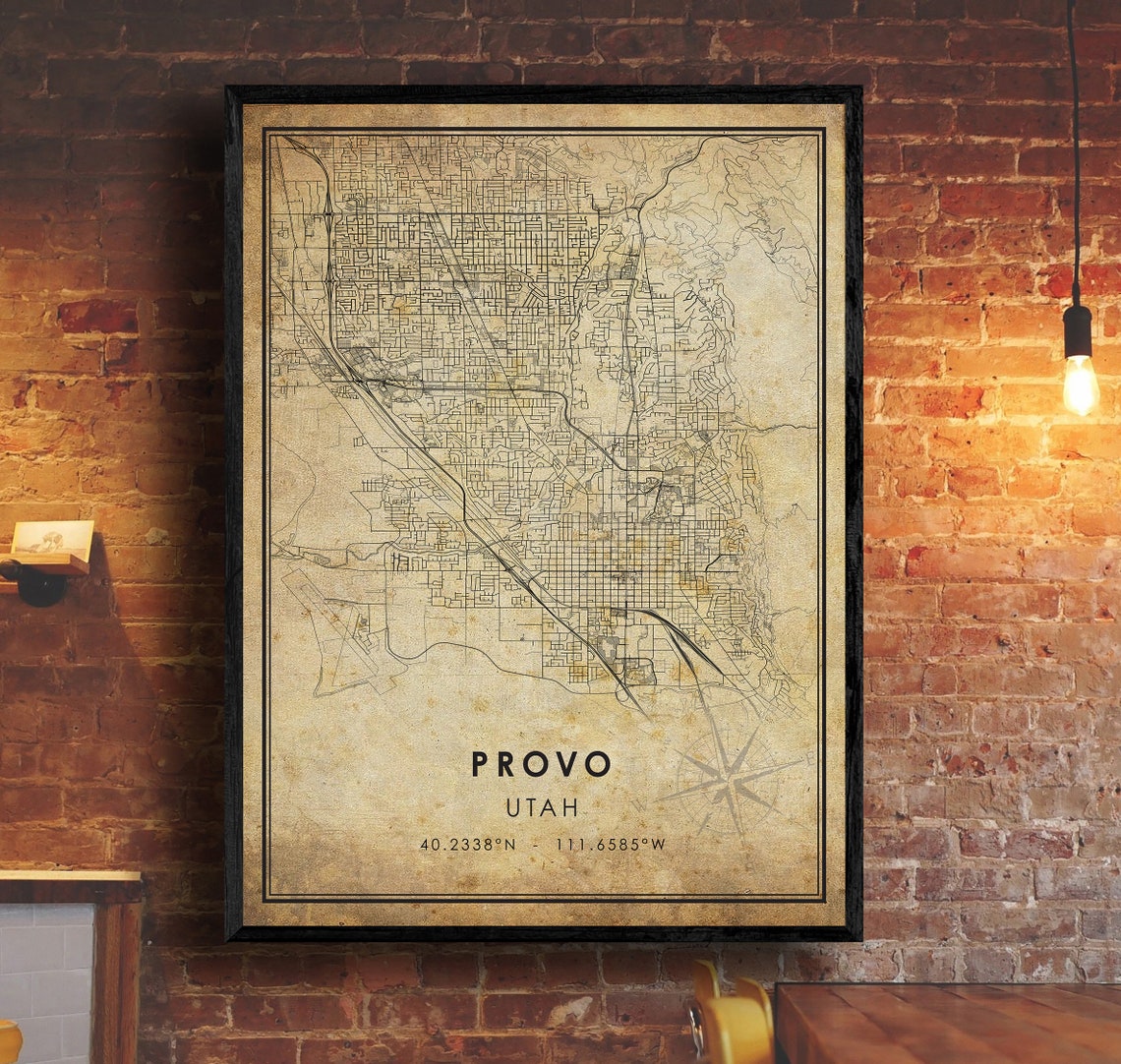 Provo Vintage Map Print Provo Map Utah Map Art Provo | Etsy