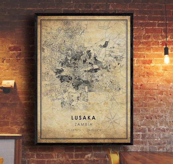 Lusaka Zambia Map Print Lusaka Map Zambia Map Art Lusaka - Etsy
