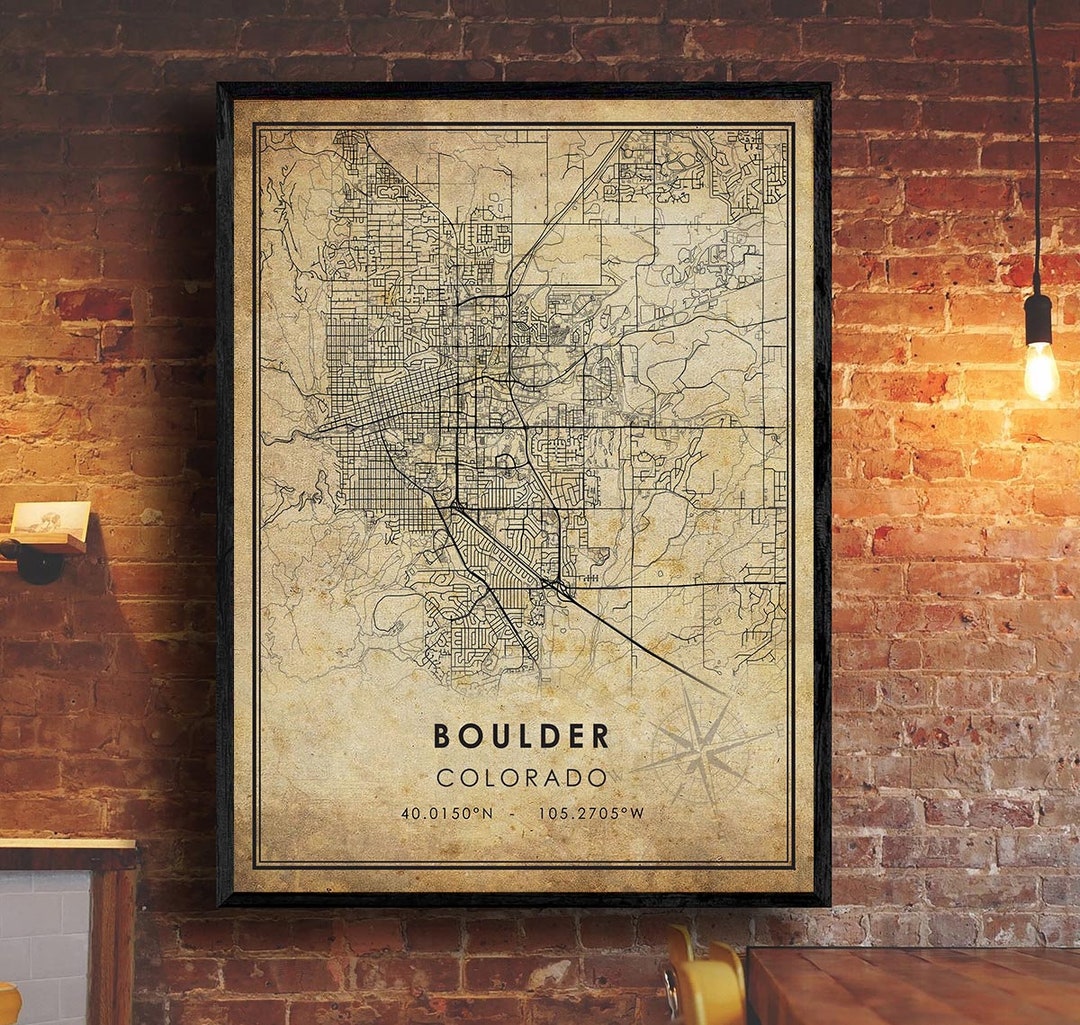 Boulder Vintage Map Print | Boulder Map | Boulder Colorado City Road ...