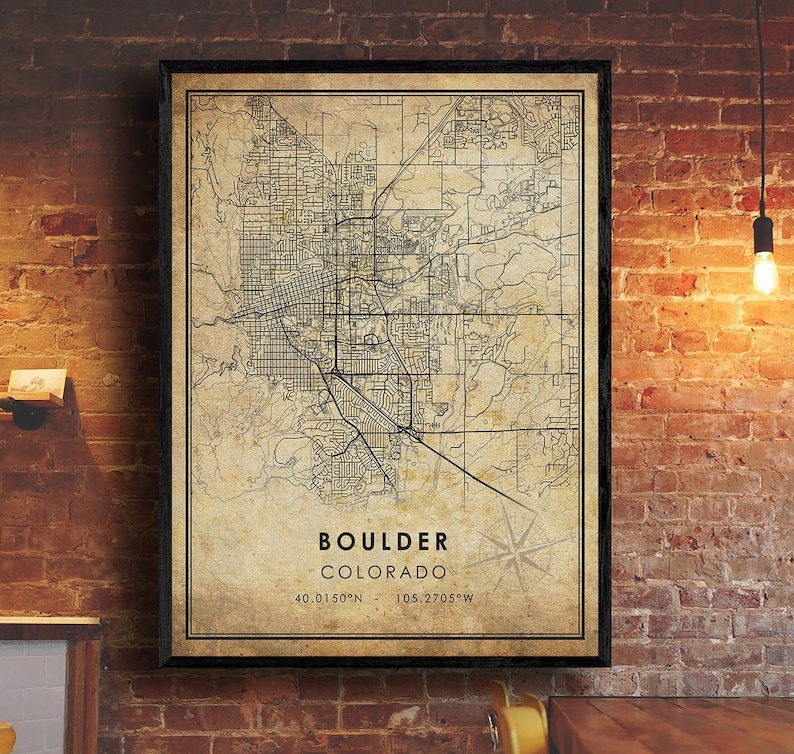 Boulder Vintage Map Print Boulder Map Boulder Colorado - Etsy