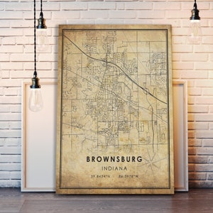 Brownsburg Vintage Map Print | Brownsburg Map | Indiana Map Art ...