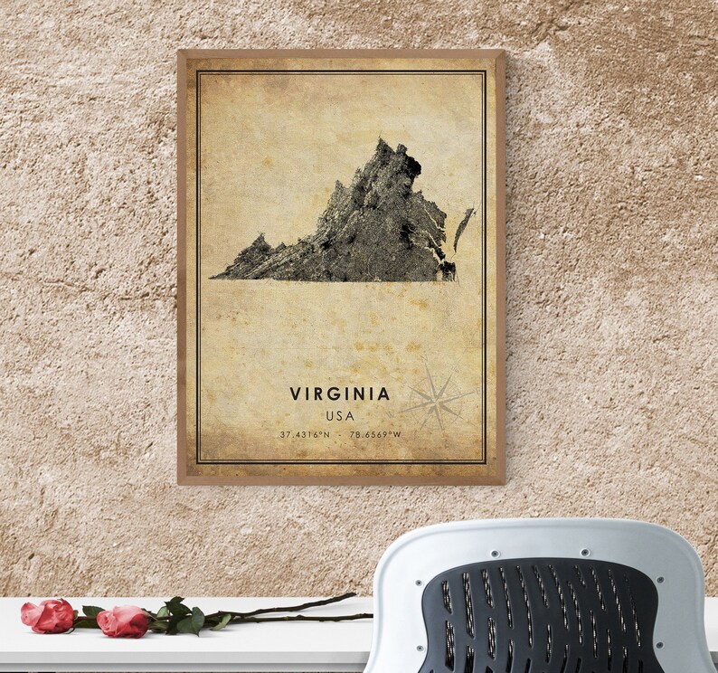 Virginia Vintage Map Print Virginia Map Virginia Map Art | Etsy