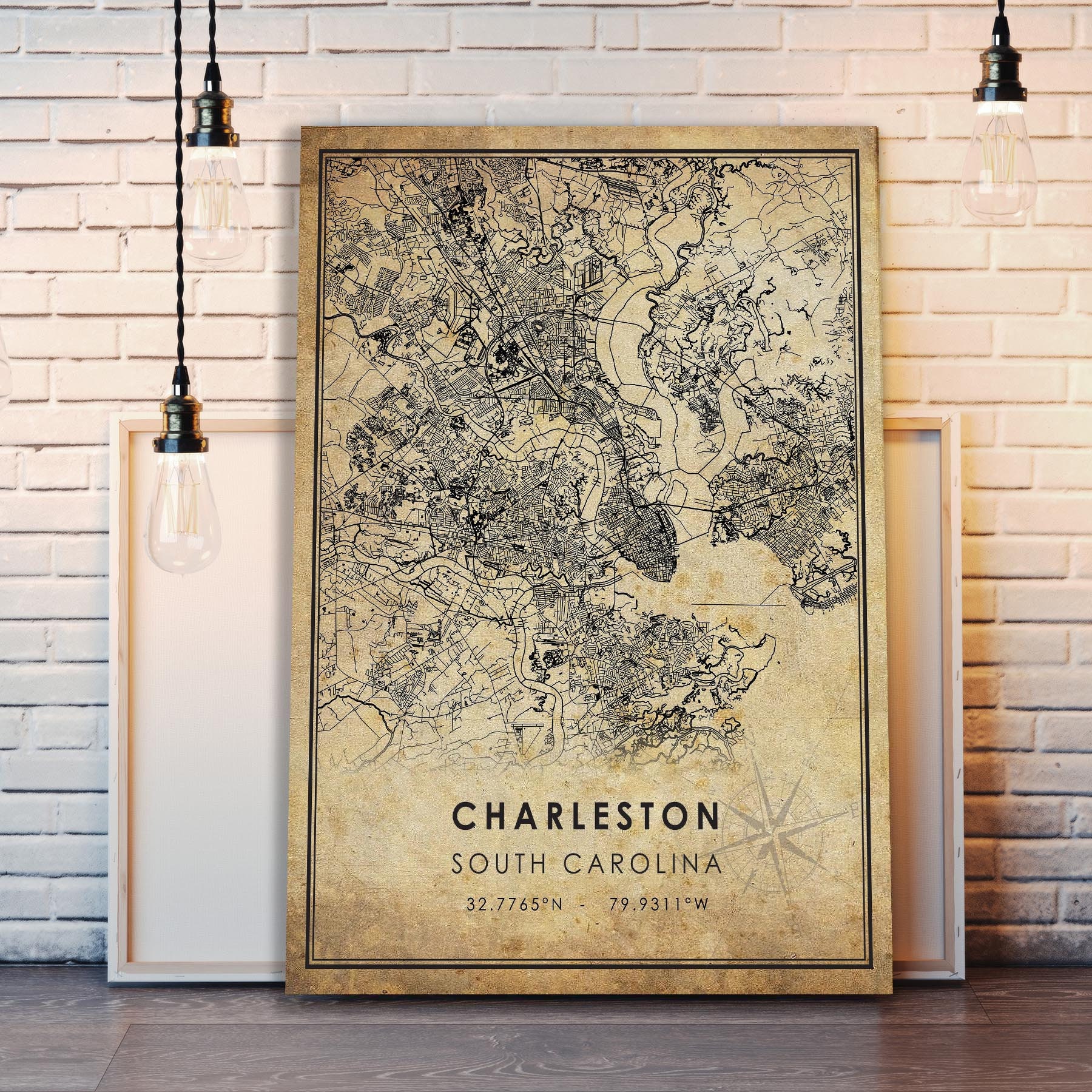 Charleston Vintage Map Print | Charleston Map | South Carolina Map Art ...