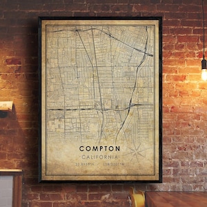Compton Map Print | Compton Map | California Map Art | Compton City ...