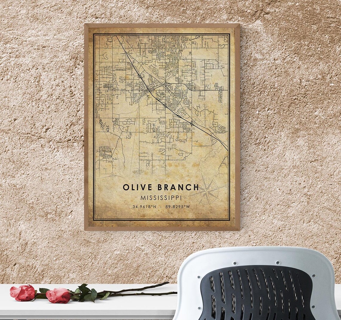 Olive Branch Map Print Olive Branch Map Mississippi Map - Etsy