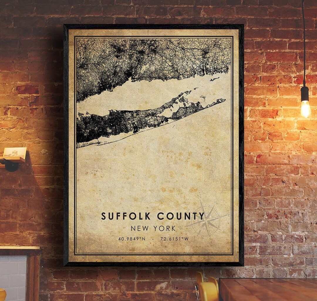 Suffolk County Map Print | Suffolk County Map | New York Map Art ...