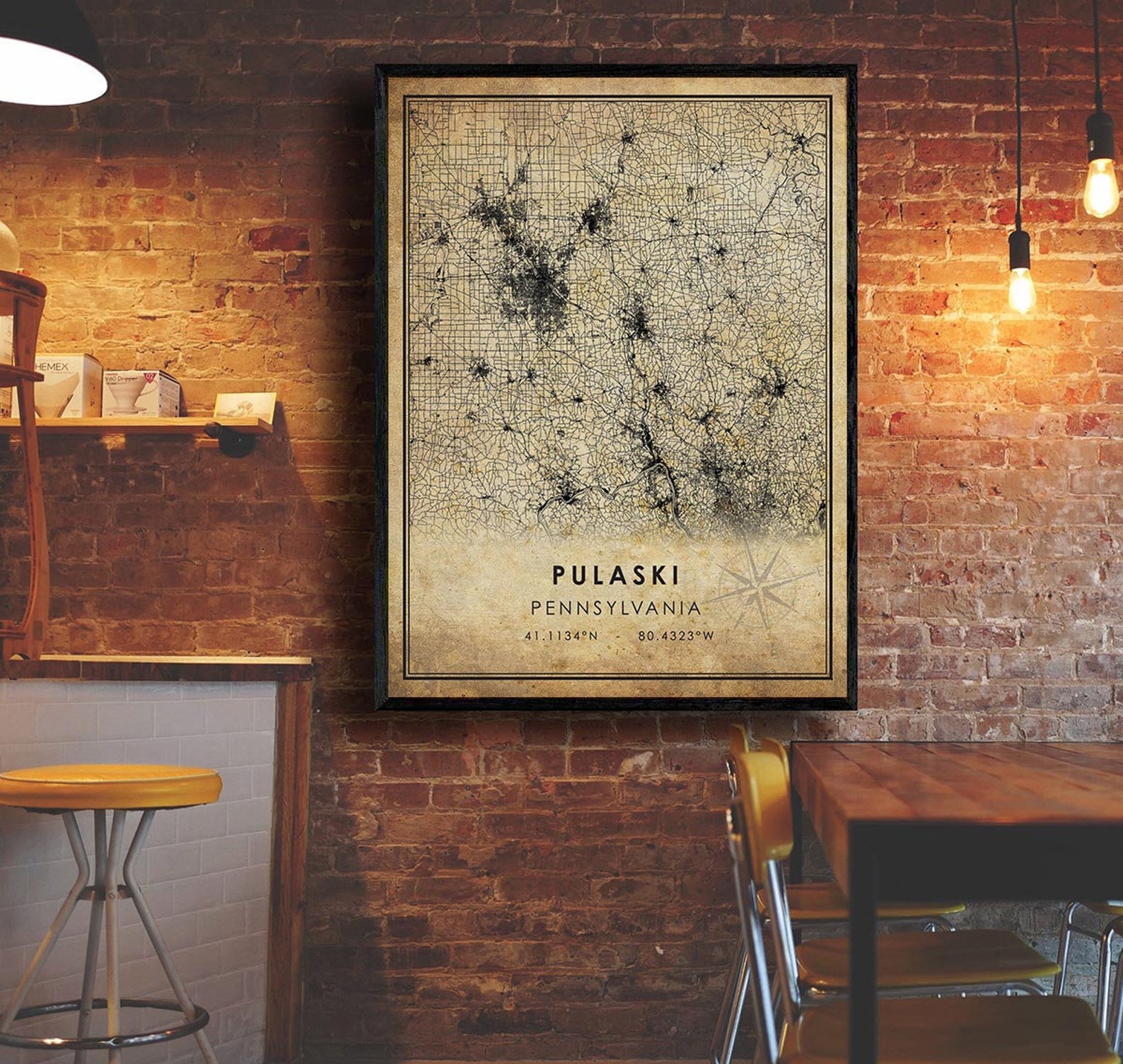 Pulaski Map Print Pulaski Map Pennsylvania Map Art - Etsy