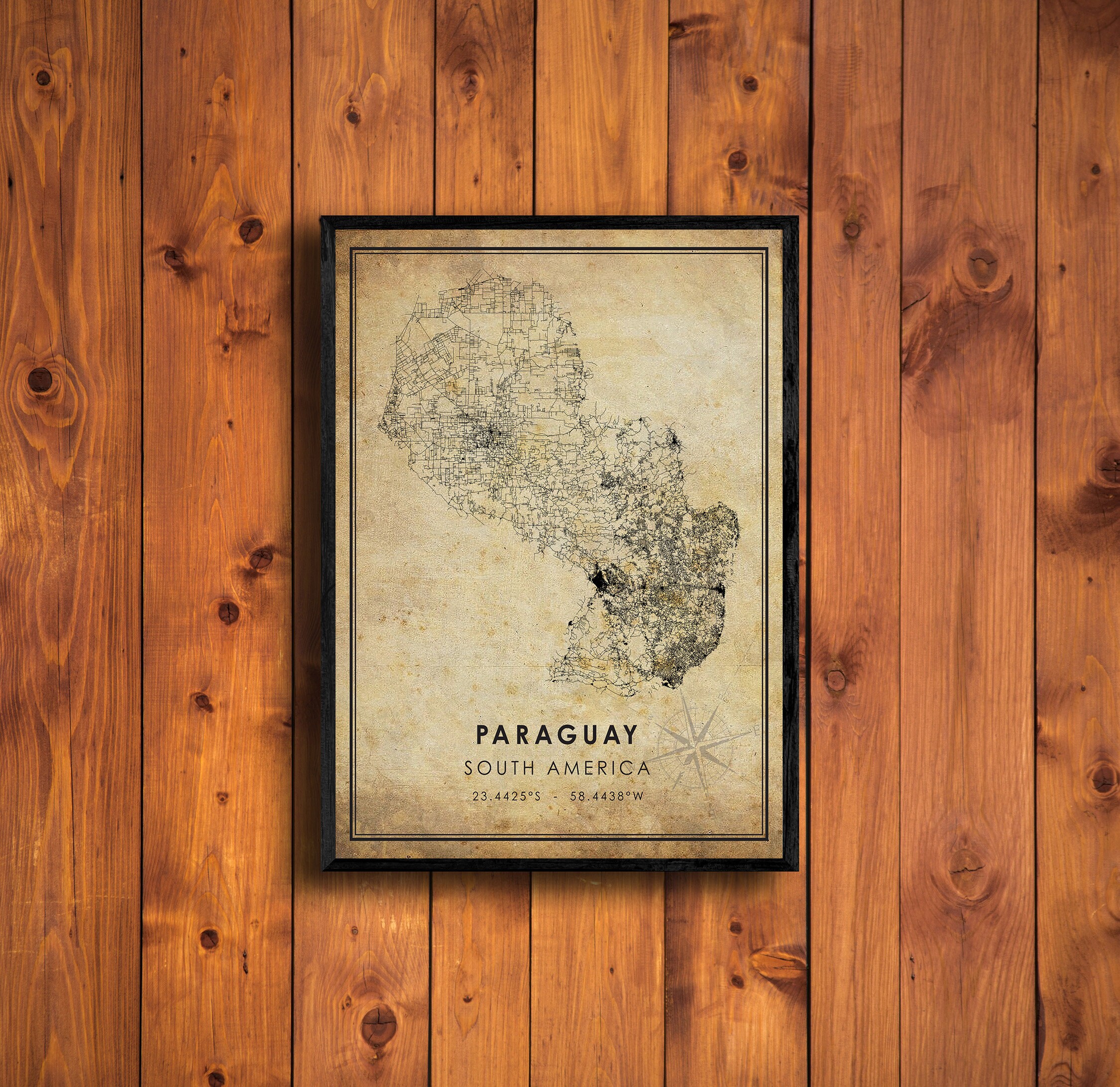 Paraguay Vintage Map Print Paraguay Map South America Map - Etsy