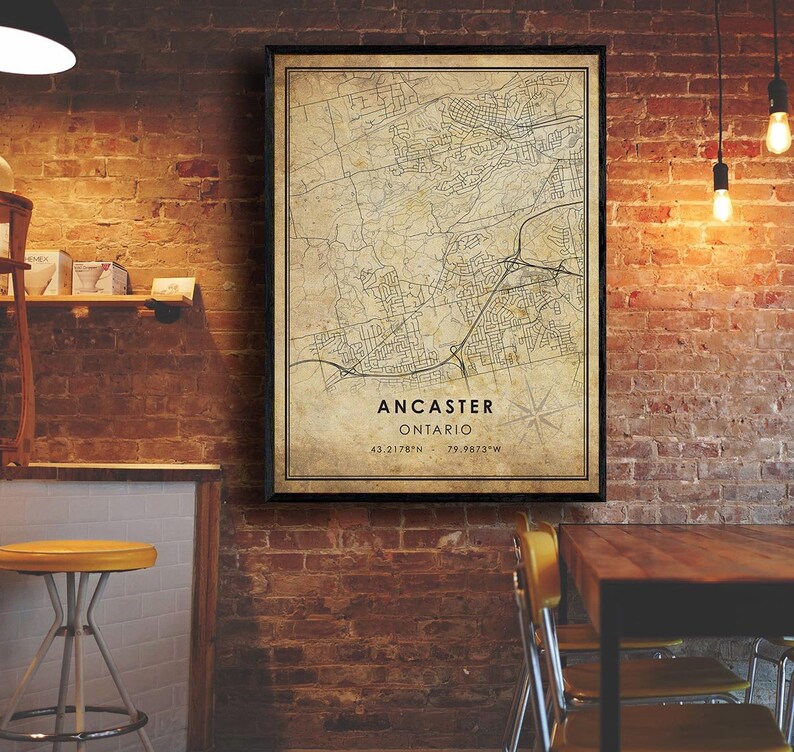 Ancaster Vintage Map Print | Ancaster Map | Ancaster Ontario City Road ...