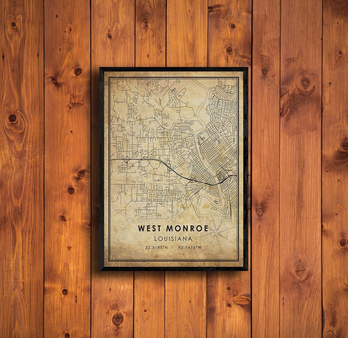 West Monroe Map Print West Monroe Map Louisiana Map Art - Etsy