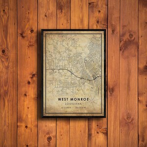 West Monroe Map Print West Monroe Map Louisiana Map Art - Etsy