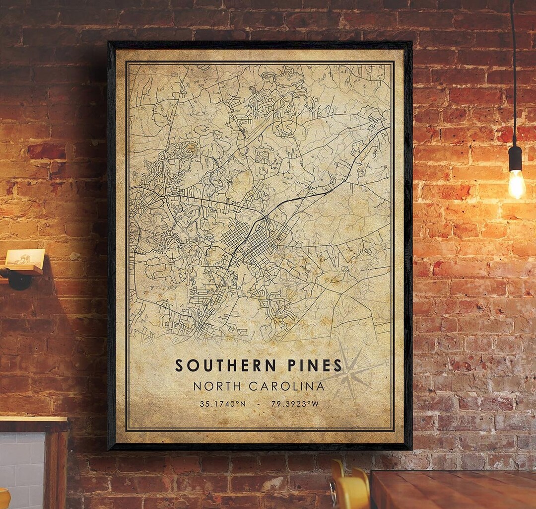 Southern Pines Map Print | Southern Pines Map | North Carolina Map Art ...