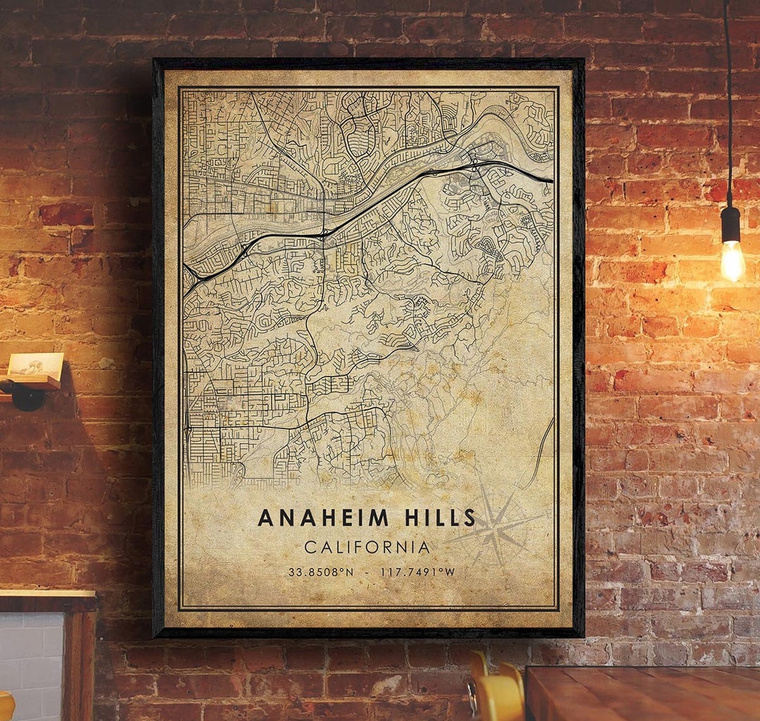 Anaheim Hills | Anaheim Hills Map | Anaheim Hills California Map Art ...