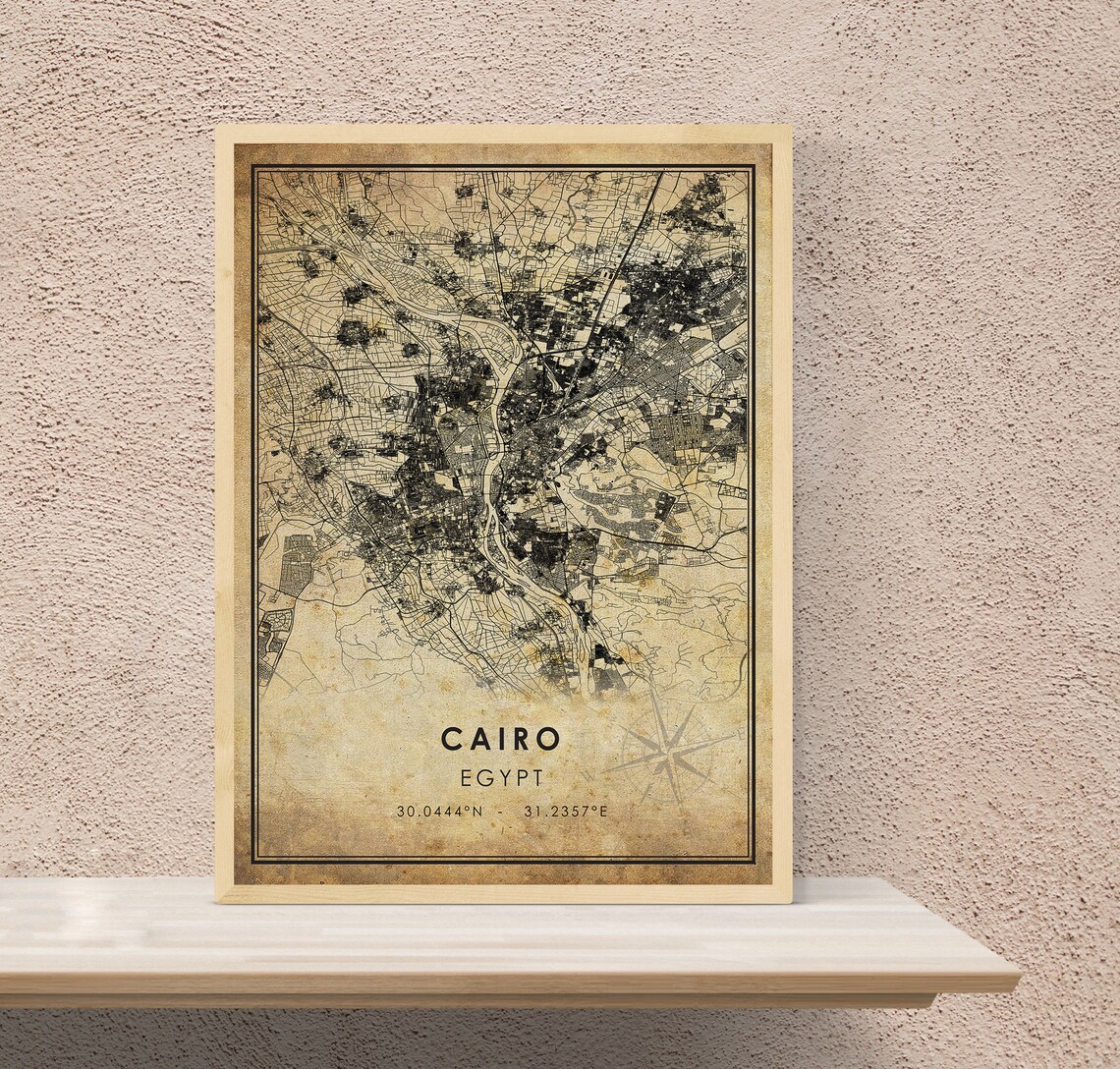 Cairo Vintage Map Print Cairo Map Egypt Map Art Cairo | Etsy Canada