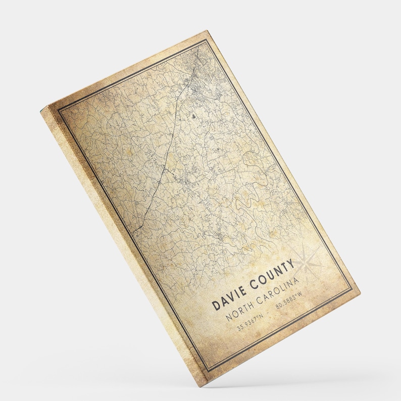 Davie County Map Print | Davie County Map | North Carolina Map Art ...