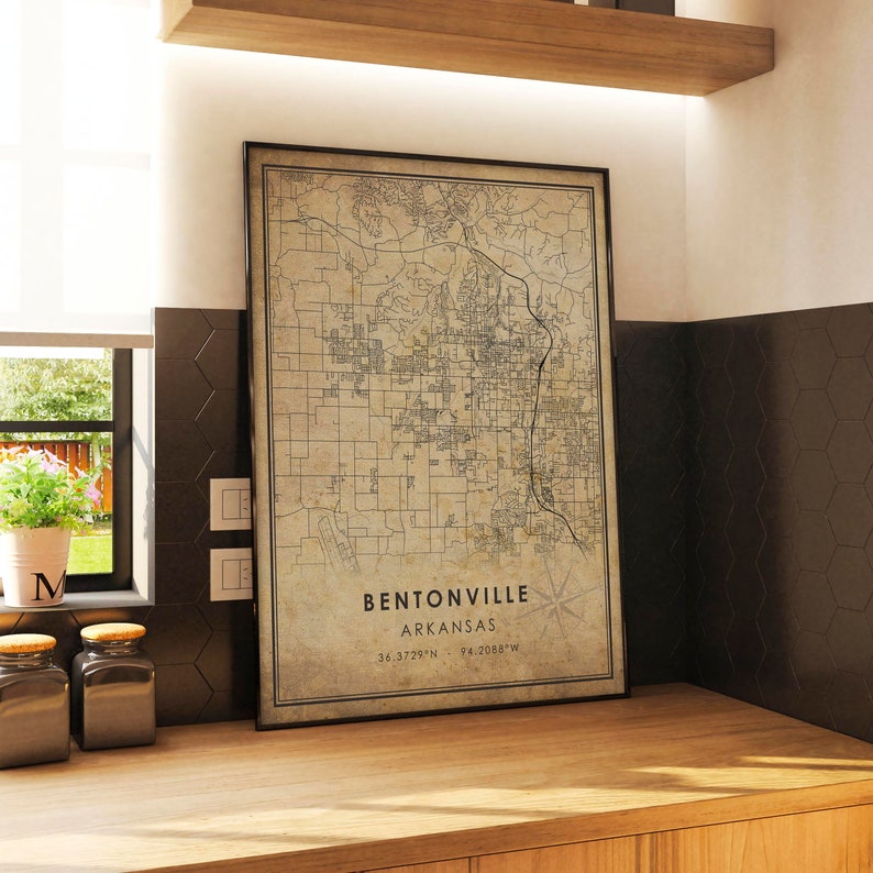 Bentonville Map Print Bentonville Map Arkansas Map Art - Etsy