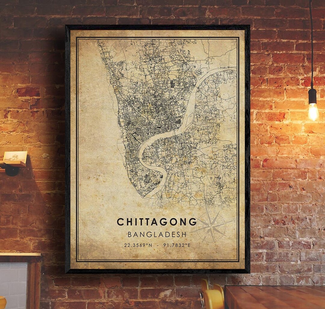 Chittagong Map Print | Chittagong Map | Bangladesh Map Art | Chittagong ...