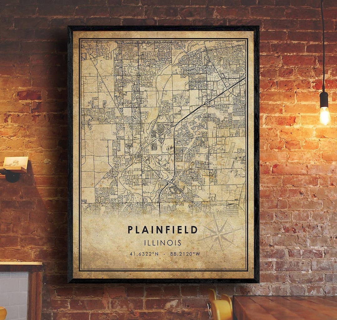 Plainfield Map Print | Plainfield Map | Illinois Map Art | Plainfield ...