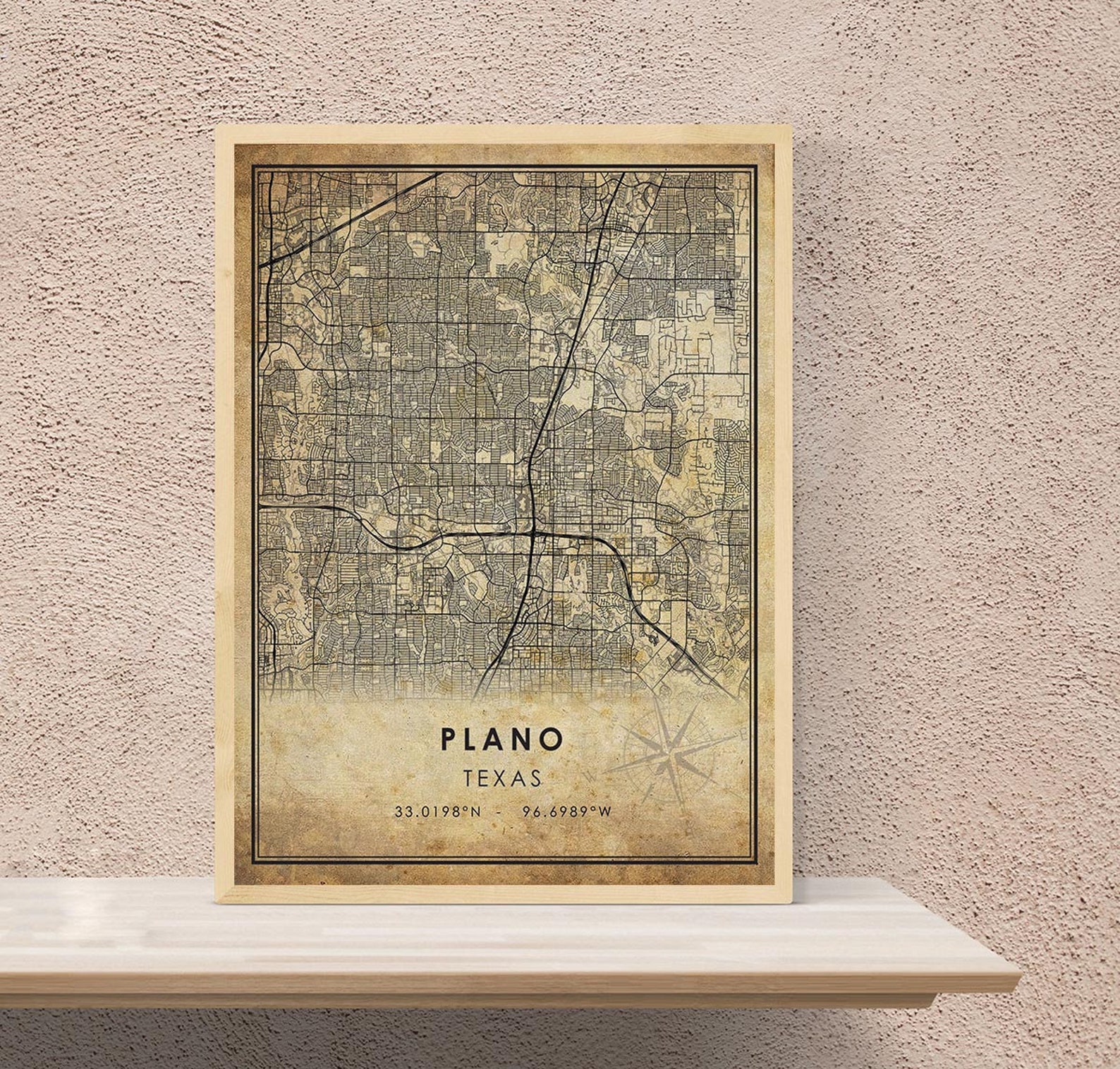 Plano Map Print Plano Map Texas Map Art Plano City Road | Etsy