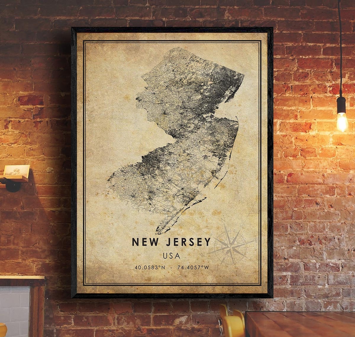 New Jersey Vintage Map Print | New Jersey Map | New Jersey Map Art ...