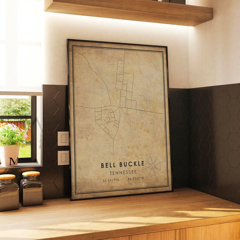 Bell Buckle Vintage Map Print | Tennessee Map | Bell Buckle Map Art ...