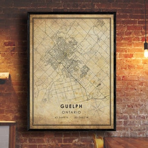 Guelph Vintage Map Print Guelph Ontario Map Art Guelph | Etsy