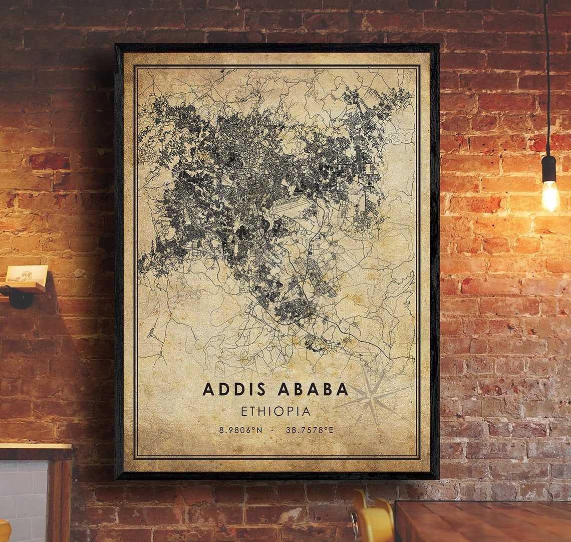 Addis Ababa Vintage Map Print Addis Ababa Map Addis Ababa - Etsy