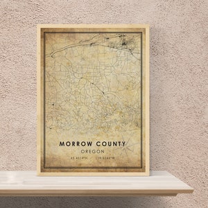 Morrow County Vintage Map Print Morrow County Map Oregon | Etsy