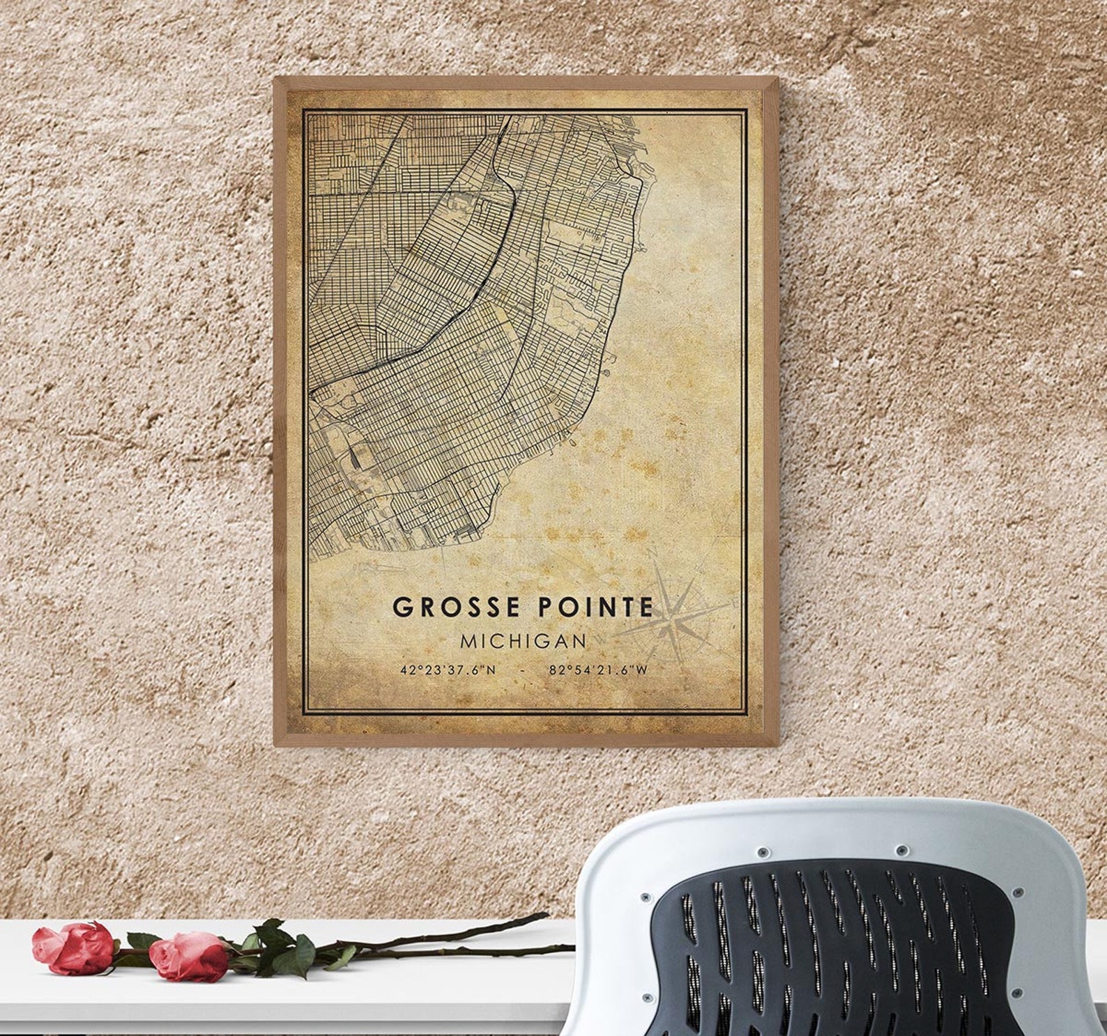 Grosse Pointe Map Print Grosse Pointe Map Michigan Map Art | Etsy