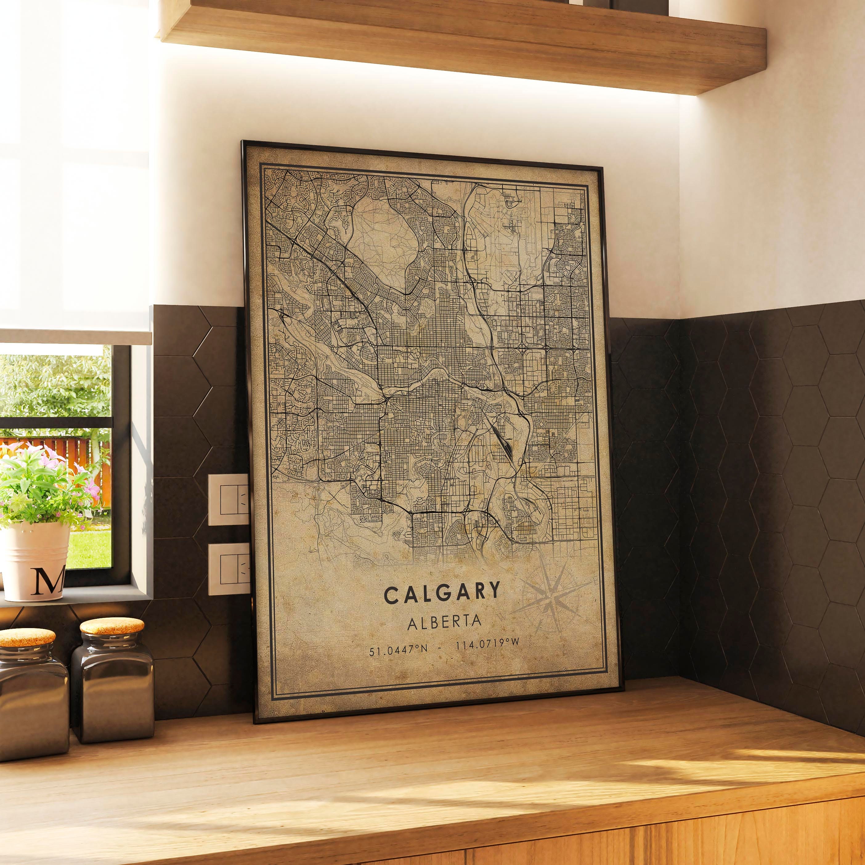 Calgary Vintage Map Print | Calgary Map | Canada Map Art | Calgary City ...