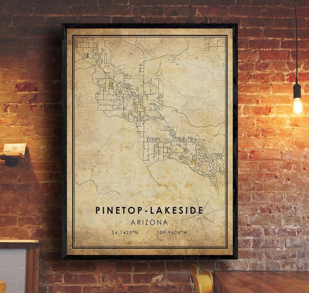 Pinetop Lakeside Map Print | Pinetop Lakeside Map | Arizona Map Art ...