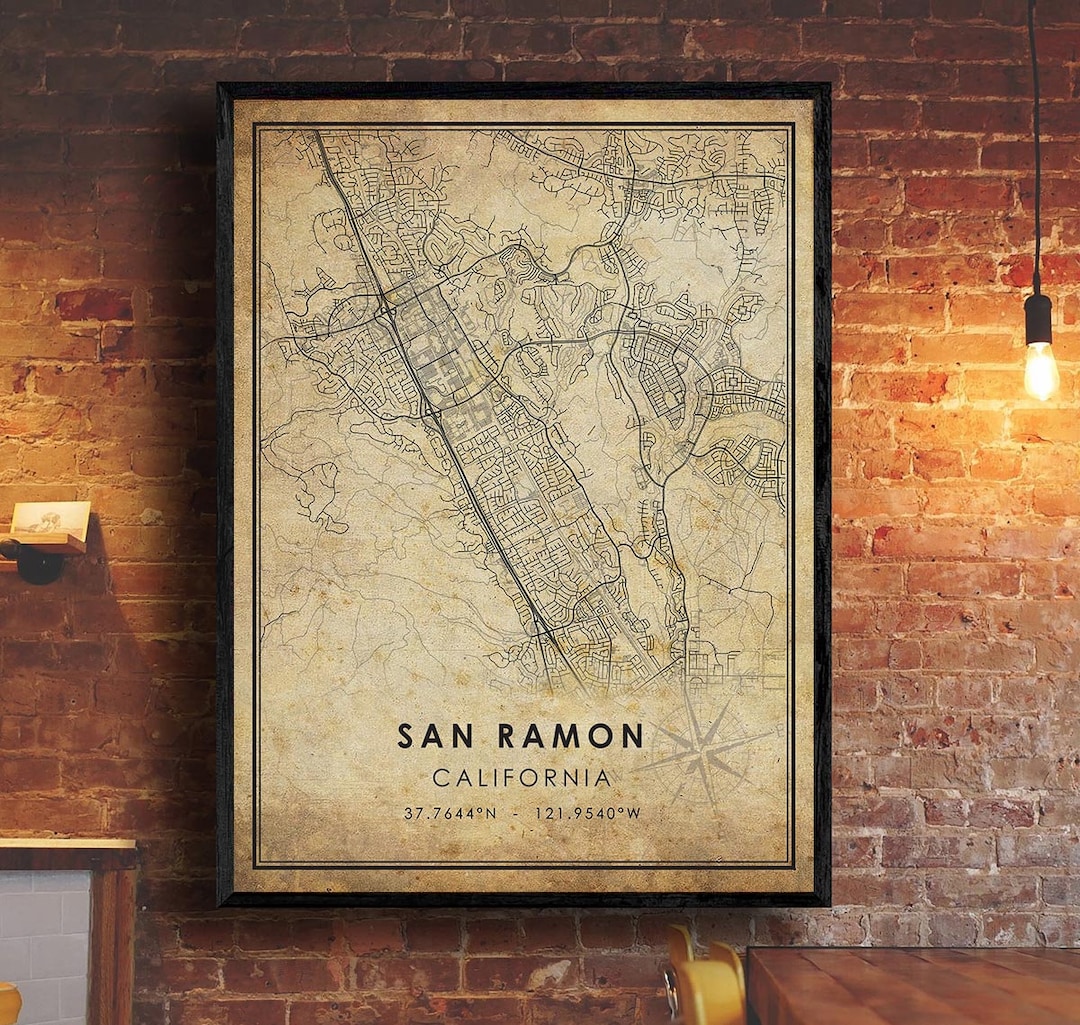 San Ramon Map Print | San Ramon Map | California Map Art | San Ramon ...