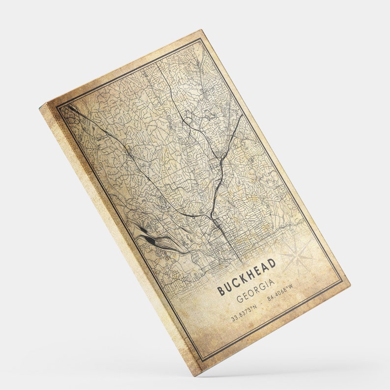 Buckhead Vintage Map Print | Buckhead Map | Georgia Map Art | Buckhead ...