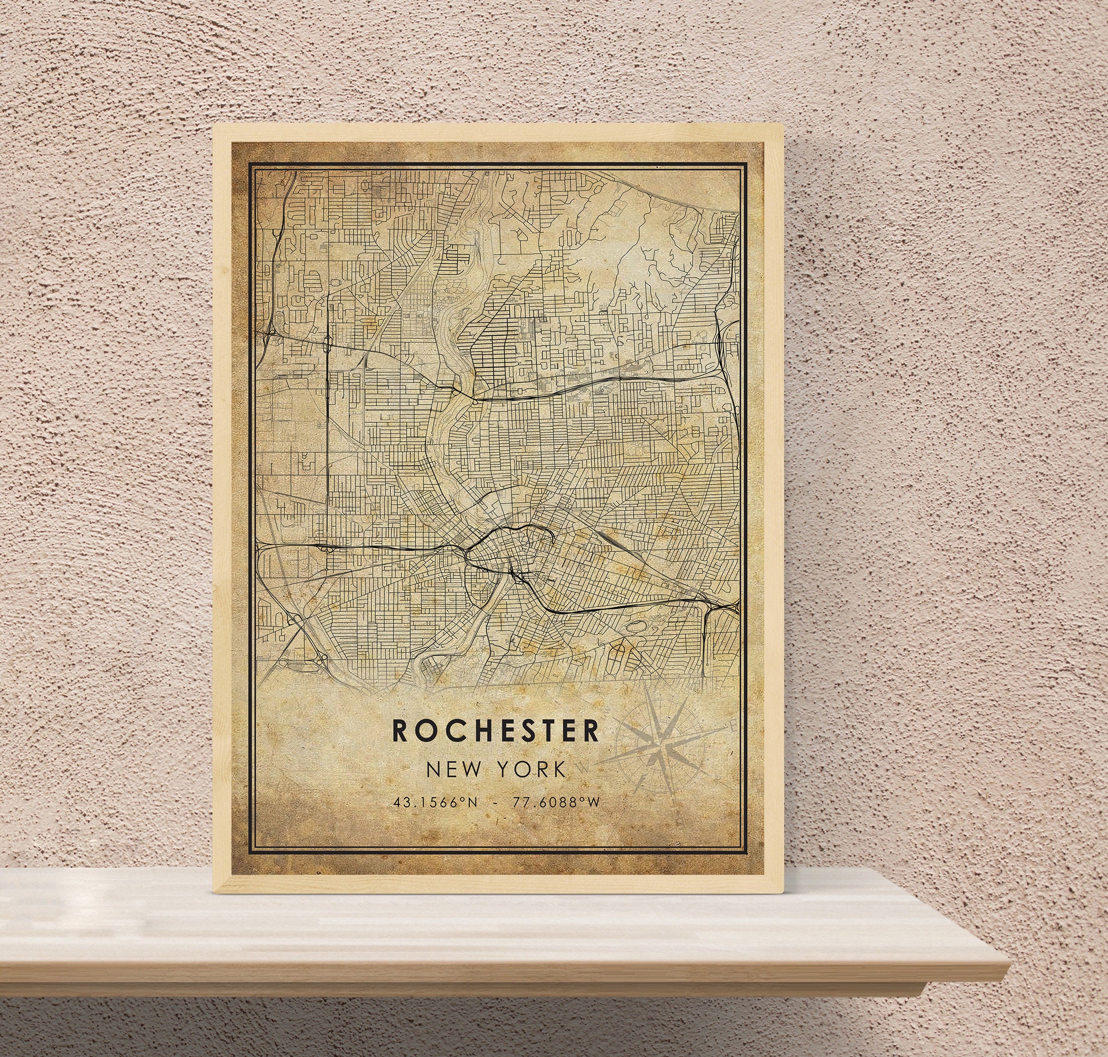 Rochester Vintage Map Print Rochester Map New York Map Art | Etsy