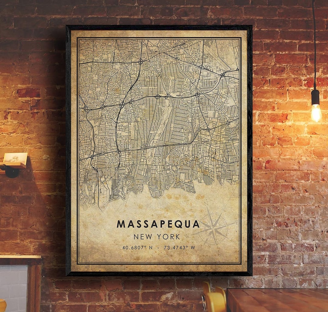 Massapequa Vintage Map Print | Massapequa Map | New York Map Art ...