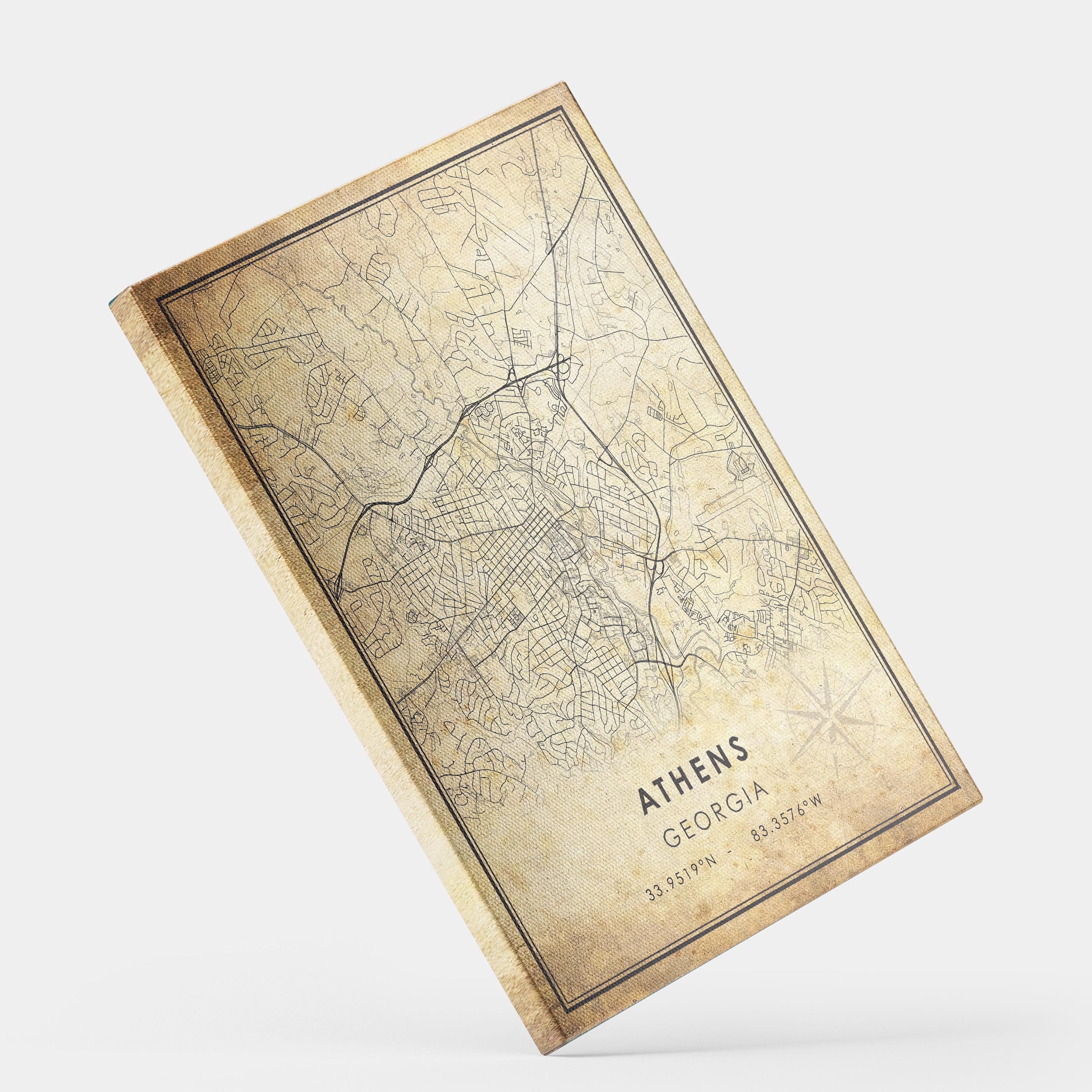 Athens Vintage Map Print Athens Map Georgia Map Art - Etsy