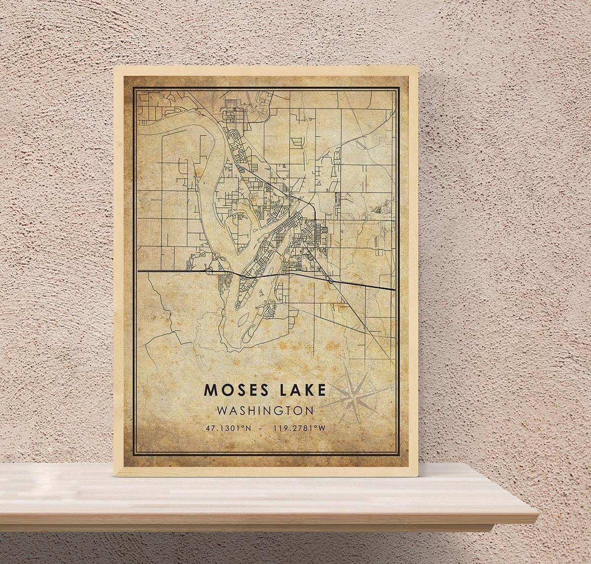 Moses Lake Map Print Moses Lake Map Washington Map Art - Etsy
