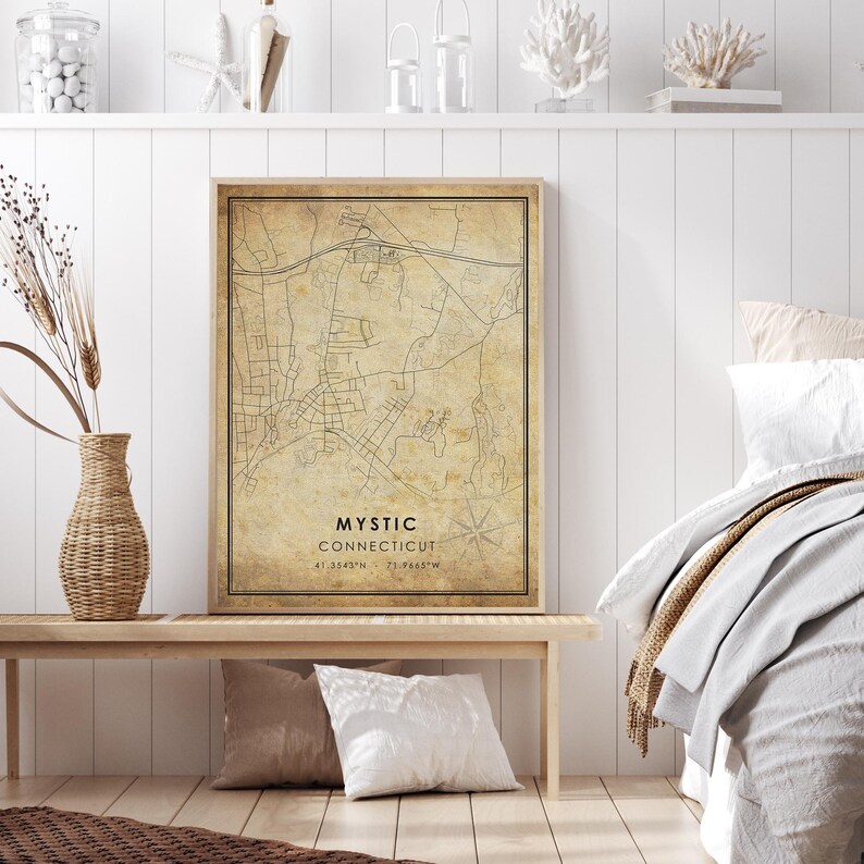 Mystic Map Print | Mystic Map | Connecticut Map Art | Mystic City Road ...