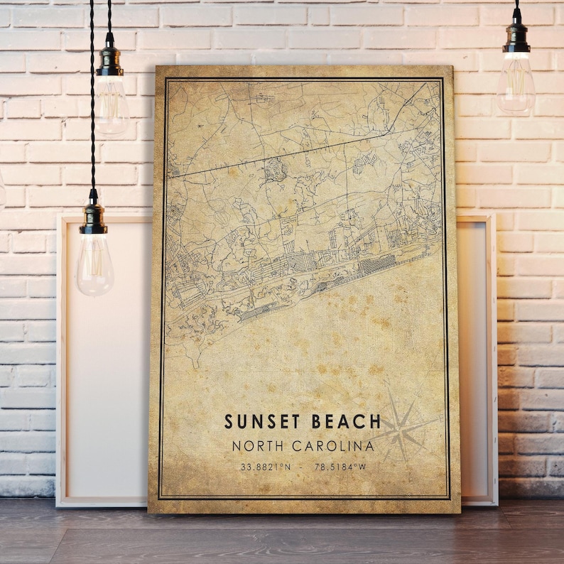 Sunset Beach Map Print | Sunset Beach Map | North Carolina Map Art ...