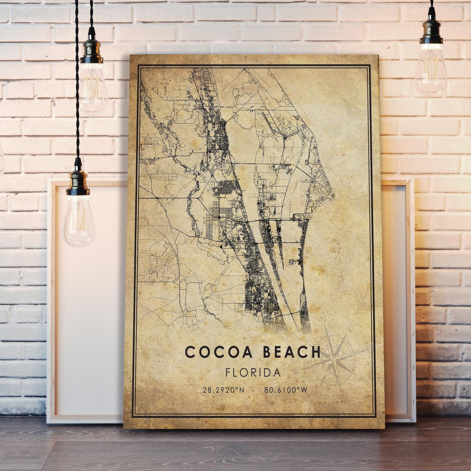 Cocoa Beach Map Print Cocoa Beach Map Florida Map Art - Etsy