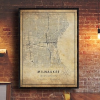 Milwaukee Vintage Map Print | Milwaukee Map | Wisconsin Map Art ...