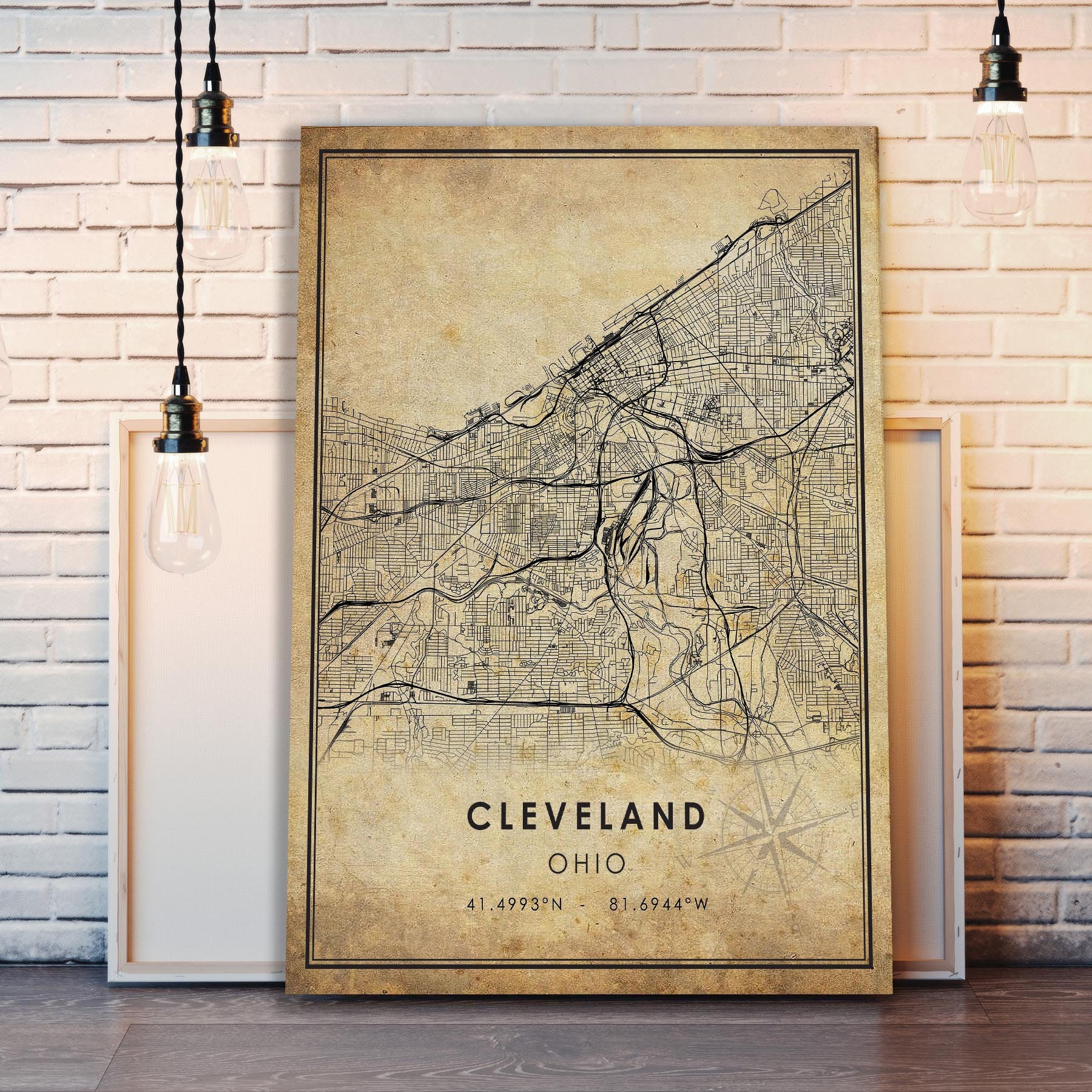 Cleveland Vintage Map Print | Cleveland Map | Ohio Map Art | Cleveland ...