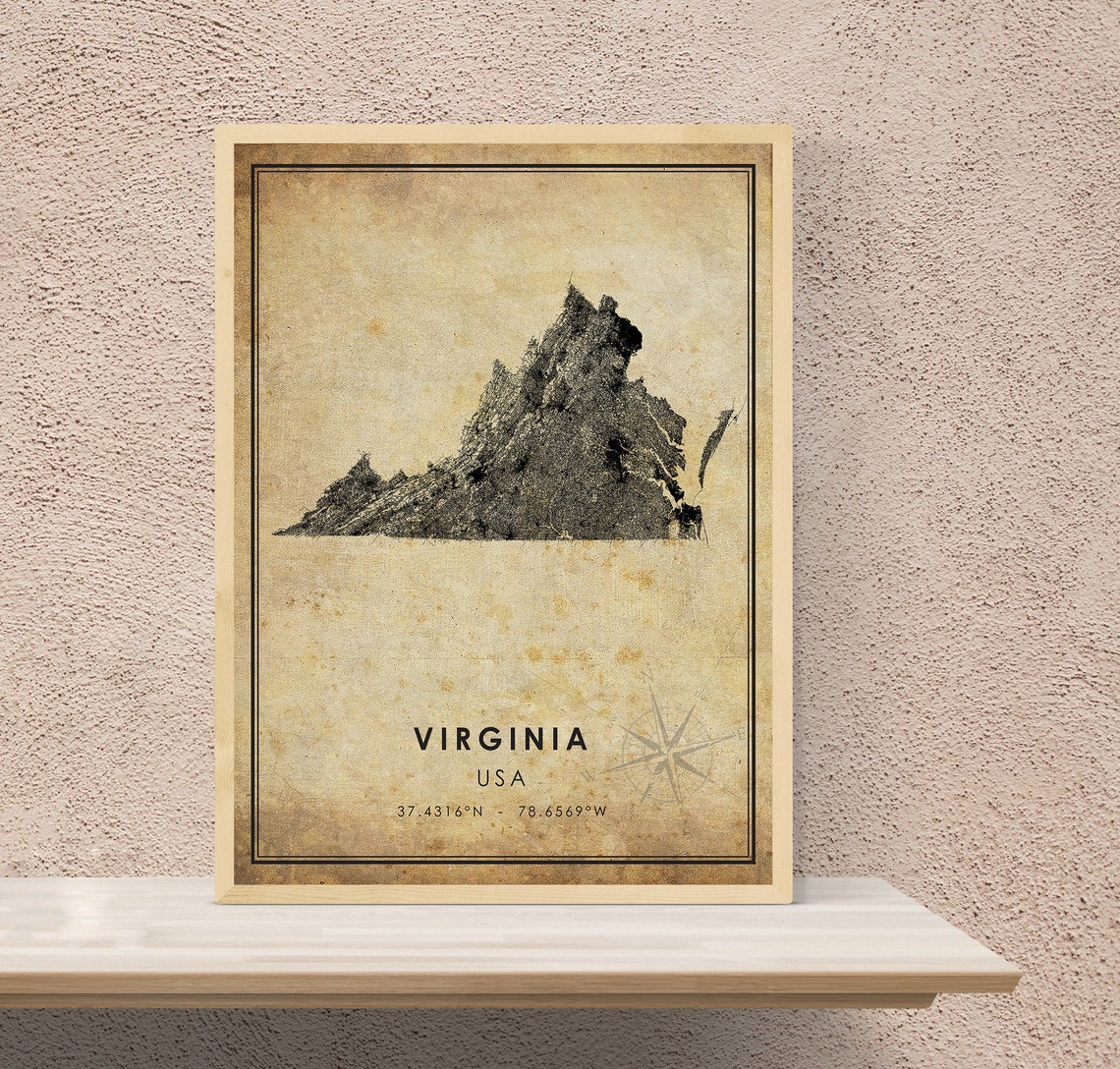 Virginia Vintage Map Print Virginia Map Virginia Map Art | Etsy