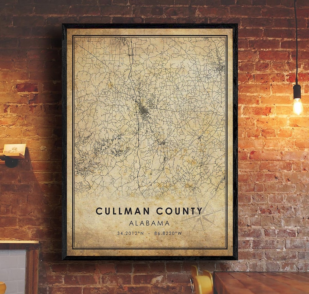 Cullman County Map Print | Cullman County Map | Alabama Map Art ...