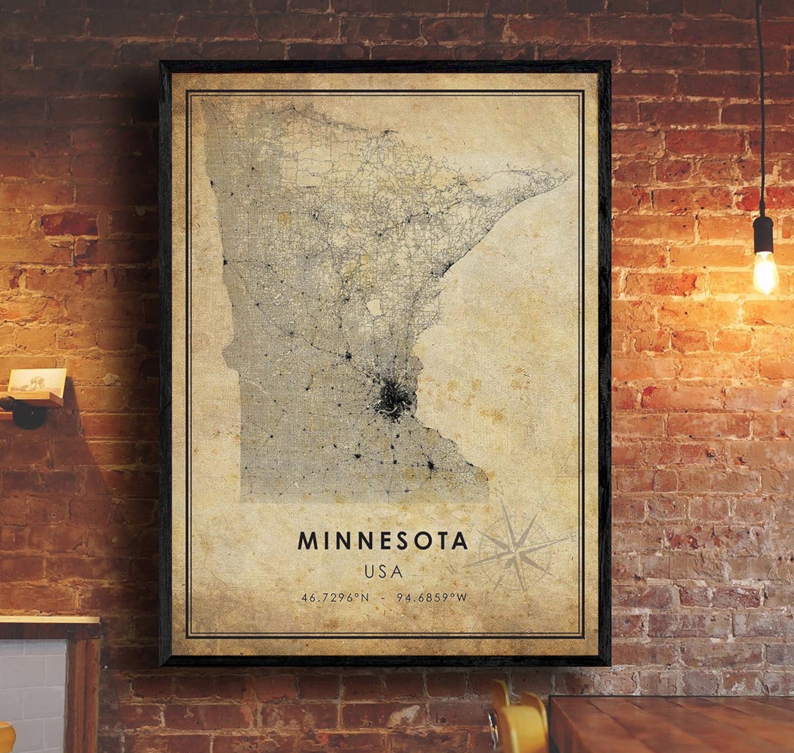 Minnesota Vintage Map Print | Minnesota Map | State Map Art | Minnesota ...