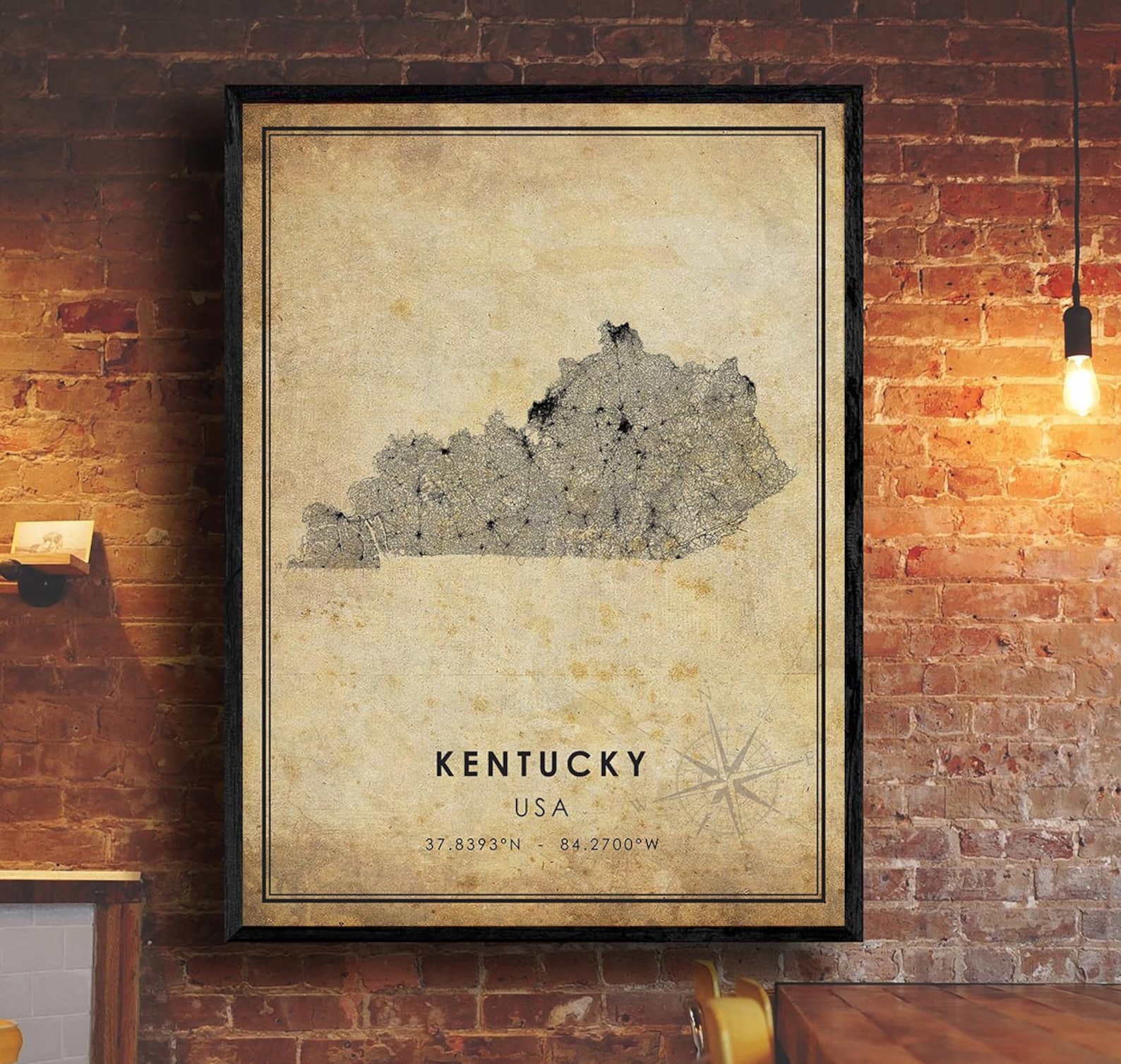 Kentucky Vintage Map Print Kentucky Map State Map Art - Etsy