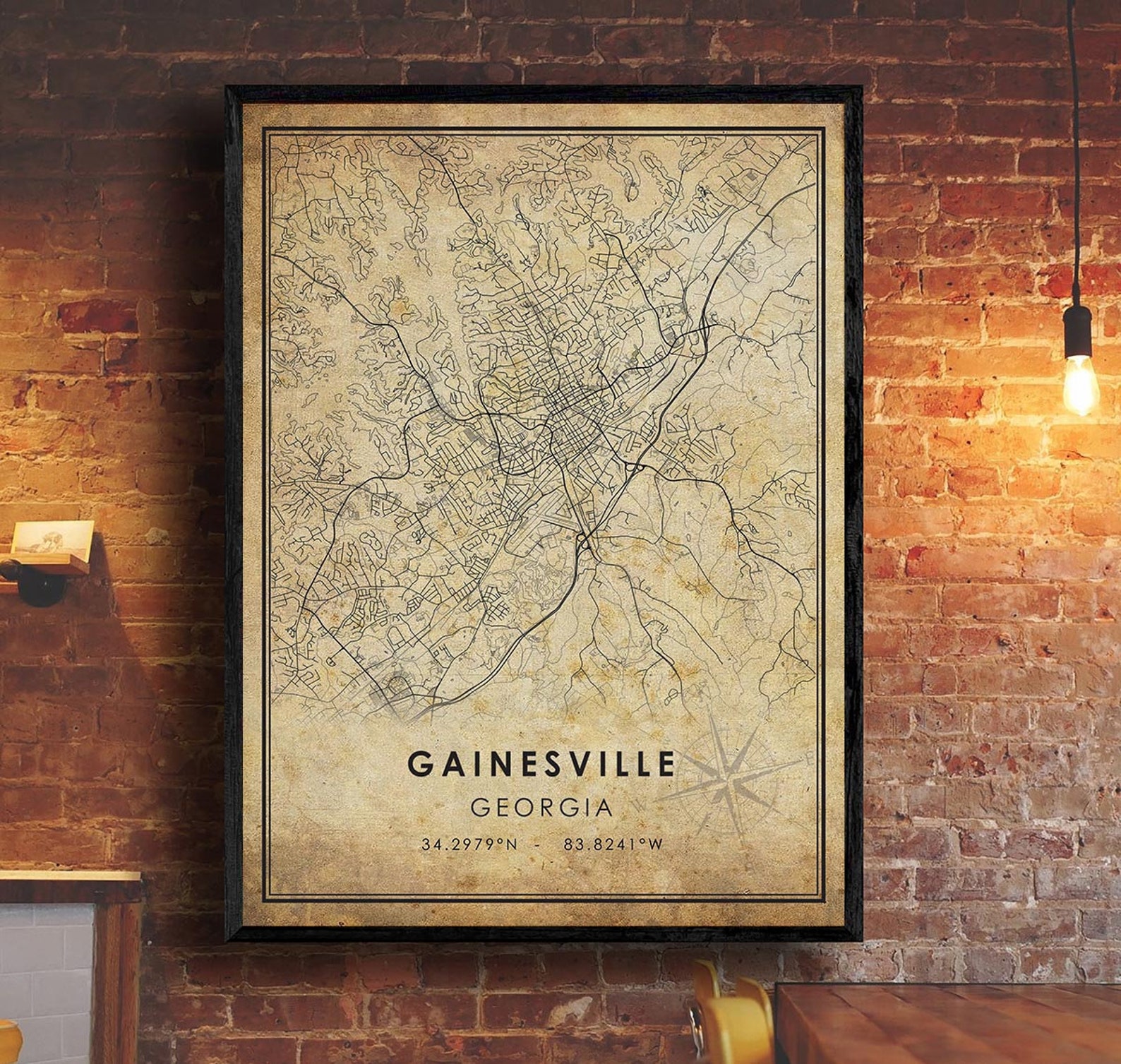 Gainesville Vintage Map Print Gainesville Georgia Map Art - Etsy