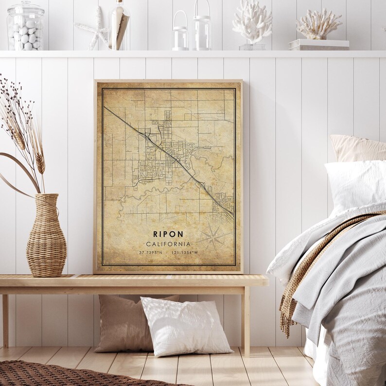 Ripon Map Print | Ripon Map | California Map Art | Ripon City Road Map ...